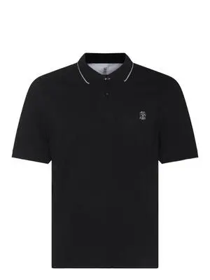 Brunello Cucinelli Logo-embroidered Short-sleeved Polo Shirt - Black