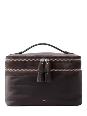 ANYA HINDMARCH Suede-trimmed Shell Vanity Case - Brown