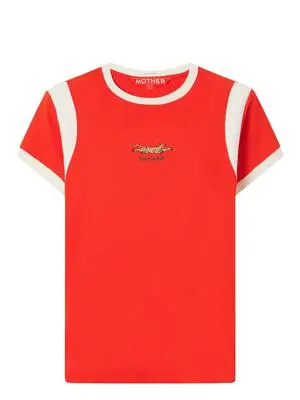 MOTHER The Boxy Goodie Embroidered Cotton-jersey T-shirt - Red