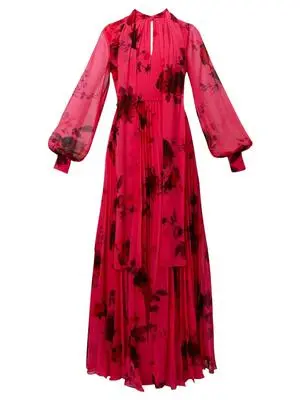Erdem Long-sleeved Floral Maxi Dress - Red