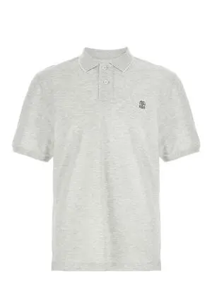 Brunello Cucinelli Logo-embroidered Short-sleeved Polo Shirt - Grey
