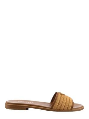 Prada Open Toe Logo Slippers - Brown