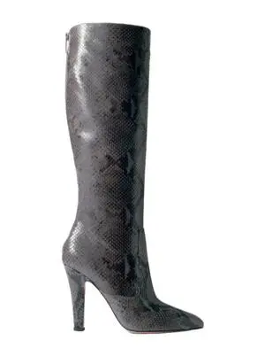Paris Texas Snake-effect Leather Knee High Boots - Black