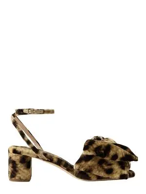 LOEFFLER RANDALL Carmen Leopard-Print Velvet Bow Sandals
