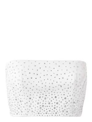 Alex Perry Crystal-embellished Mesh Cropped Strapless Top - No