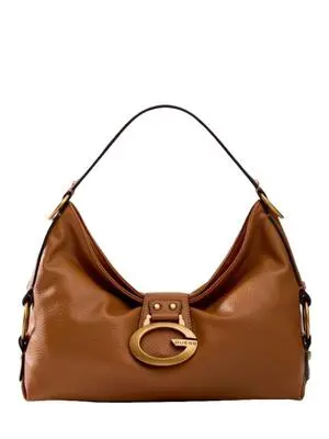 Guess Camden Logo-plaque Pebbled Midi Shoulder Bag - Brown