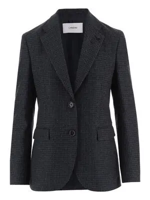 LARDINI Houndstooth Single-breasted Blazer - Black