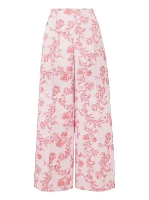 EMILIA WICKSTEAD Paneled Floral-print Wide-leg Pants - Pink