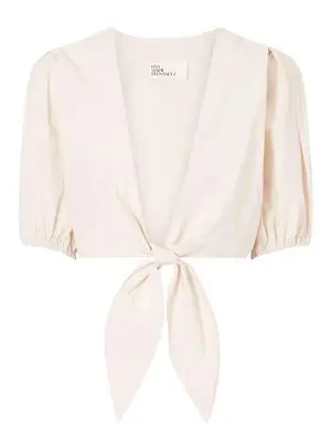 Lisa Marie Fernandez Cropped Cotton-poplin Wrap Top - No