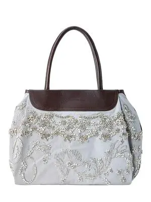 Dries Van Noten Embroidered Shoulder Bag - Light Gray