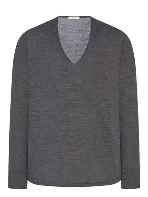 THE ROW The Row Pruce Long Sleeve V-Neck Top Medium Gray
