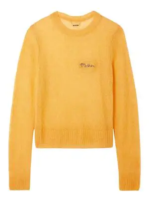 MOTHER Embroidered Open-knit Alpaca-blend Sweater - Yellow
