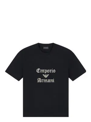 Emporio Armani Heavy Jersey T-shirt With Soft Embossed Logo - Black