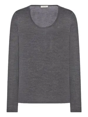 THE ROW Long Sleeve Crew Neck T-shirt - Medium Mixed Gray
