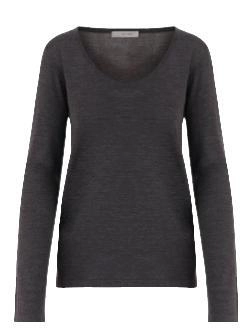 THE ROW Long Sleeve Crew Neck T-shirt - Medium Mixed Gray