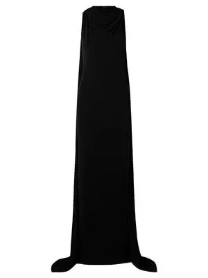 Brandon Maxwell Presley Maxi Gown With Cape Effect - Black