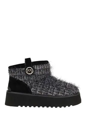 Pinko Tweed Lurex Ankle Boots - Black