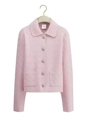 Dior Cannage Jacket With Écusson Buttons - Pink