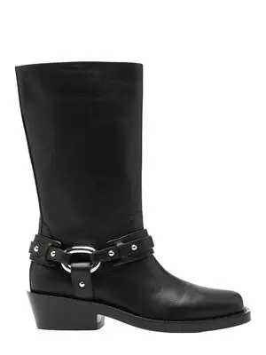 Rabanne Block Heel Ankle Boots With Buckle Fastening - Black