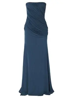 Alex Perry Strapless Draped Jersey Gown - Blue
