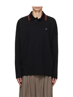 VIVIENNE WESTWOOD Logo Embroidered Polo Shirt - Black