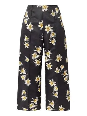 EMILIA WICKSTEAD Floral Print Wide-leg Pants - Black