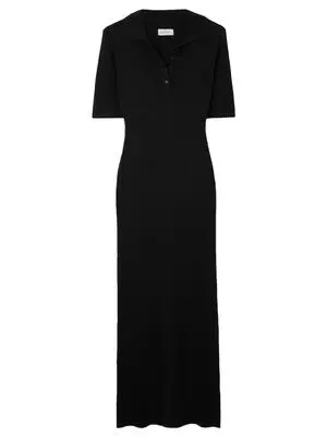 Le Kasha Ribbed Knit Maxi Dress - Black