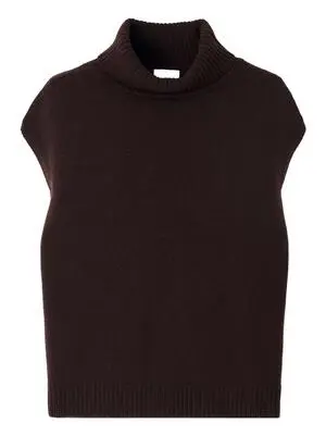 ALLUDE Wool And Cashmere-blend Turtleneck Tank - Black