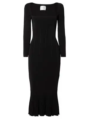 Galvan Ribbed-knit Midi Dress - Black