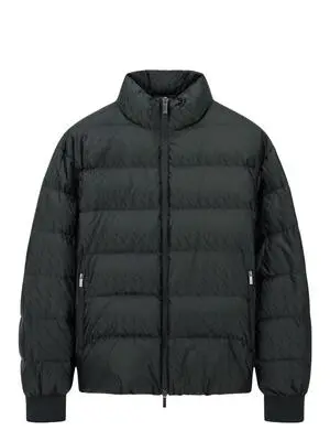 Armani Exchange Long-sleeved Padded Jacket With All-over Ax Logo - Black
