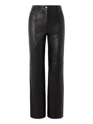 Rabanne Leather Straight-leg Pants - Black