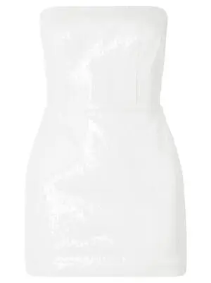 Alex Perry Strapless Sequin Mini Dress - White