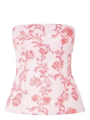 EMILIA WICKSTEAD Floral Printed Strapless Bustier Top - Pink