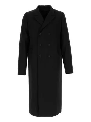 Prada Double-breasted Long Coat - Black