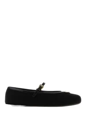 Prada Round-toe Ballet Flats With Adjustable Buckle - Black