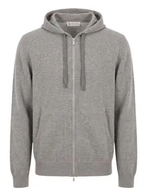 Brunello Cucinelli Long-sleeved Hooded Knit Sweater - Gray