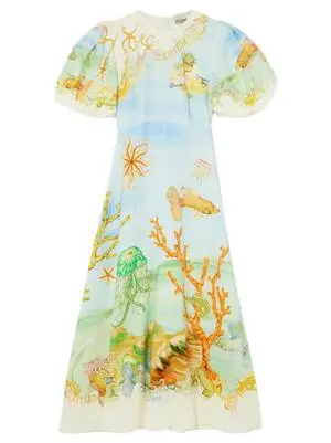 ALEMAIS Marine Life Printed Midi Dress - Multicolor
