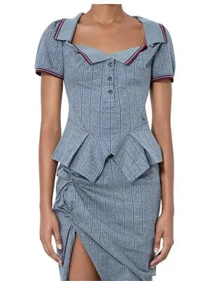 VIVIENNE WESTWOOD Pinstriped Peplum Top - Multicolor
