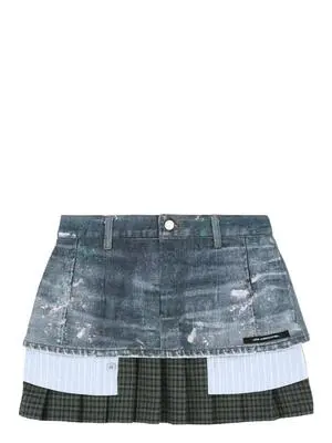 Andersson Bell Layered Mini Pleated Denim Skirt - Blue