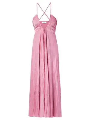 A.L.C. Plissé Satin Maxi Dress - Pink