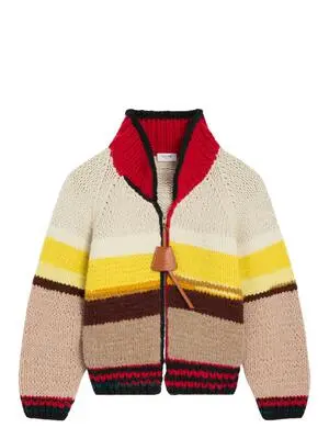 Celine Striped Wool Cardigan With Shawl Collar - Polychromatic