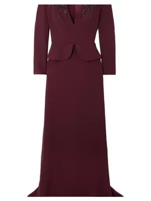 Jenny Packham Long-sleeve Evening Dress - Brown