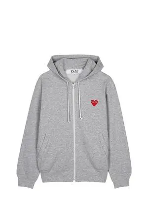 Comme Des Garçons Heart Motif Zip-up Hoodie - Grey