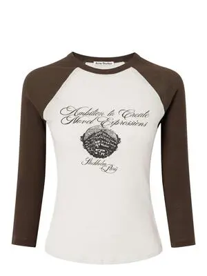 Acne Studios ACNE STUDIOS Ribbed Cotton T-Shirt With Graphic Print Beige
