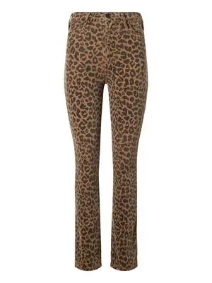 MOTHER The Hustler Flood Leopard-print Cotton-blend Corduroy High-rise Flared Pants - Leopard Print