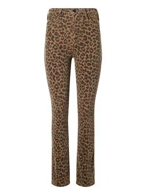 MOTHER The Hustler Flood Leopard-print Cotton-blend Corduroy High-rise Flared Pants - Leopard Print