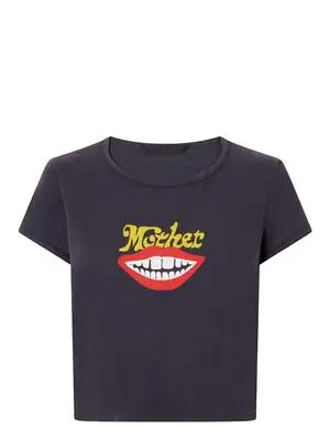 MOTHER The Itty Bitty Ringer Cropped Cotton-jersey T-shirt - Black