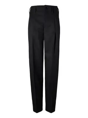 AMI Paris Pleated Wool-gabardine Wide-leg Trousers - Black