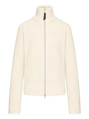 MAISON MARGIELA Ribbed Wool Zip-up Cardigan - Beige