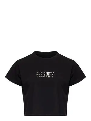 MAISON MARGIELA MM6 Maison Margiela Logo Cropped T-Shirt Black